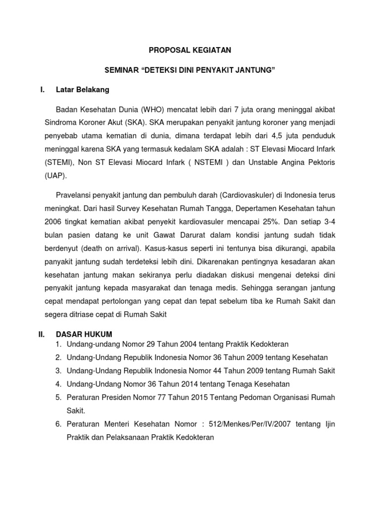 PROPOSAL KEGIATAN Deteksi Dini Penyakit Jantung | PDF
