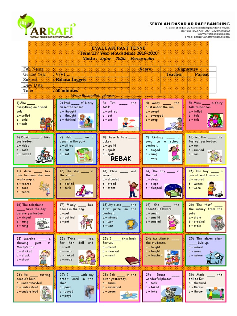 Past Tense Evaluation | PDF