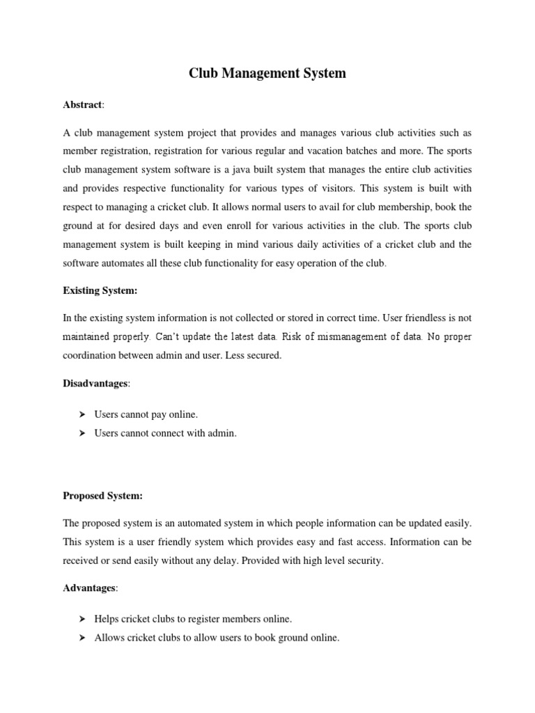 Club Management System | PDF