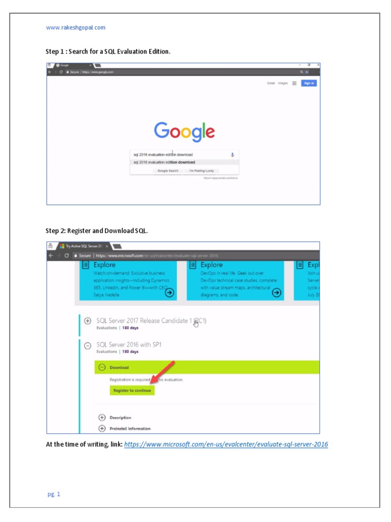 Step 1: Search For A SQL Evaluation Edition | PDF