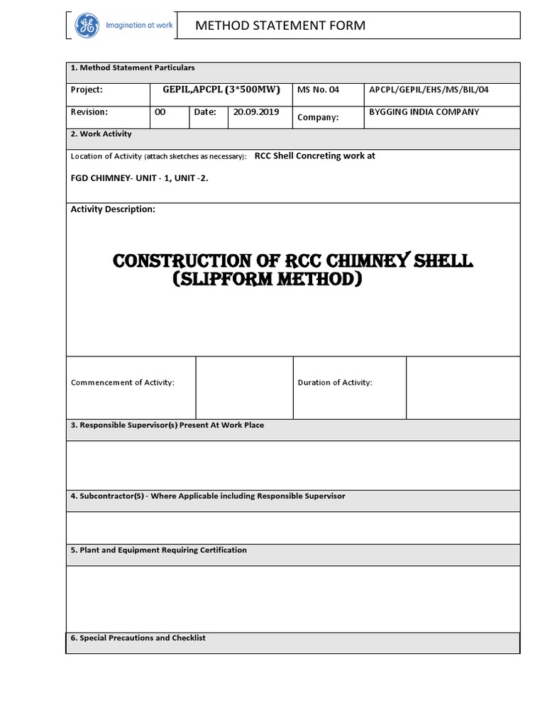Methodology For Construction of RCC Chimney Shell | PDF | Concrete ...