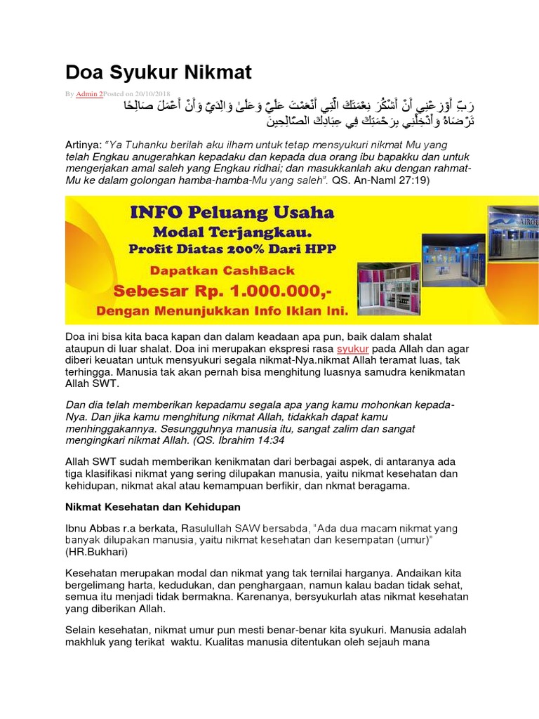 Doa Syukur Nikmat | PDF | Agama & Spiritualitas
