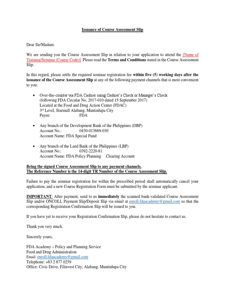 Issuance of Course Assessment Slip | PDF