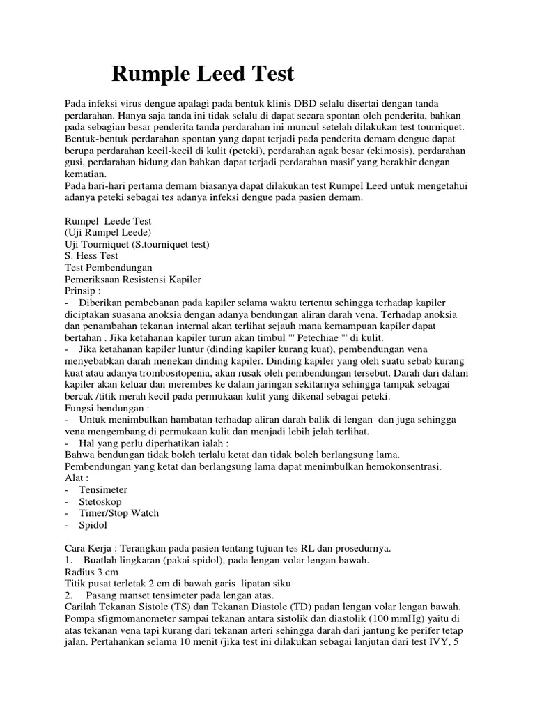 Rumple Leed Test | PDF