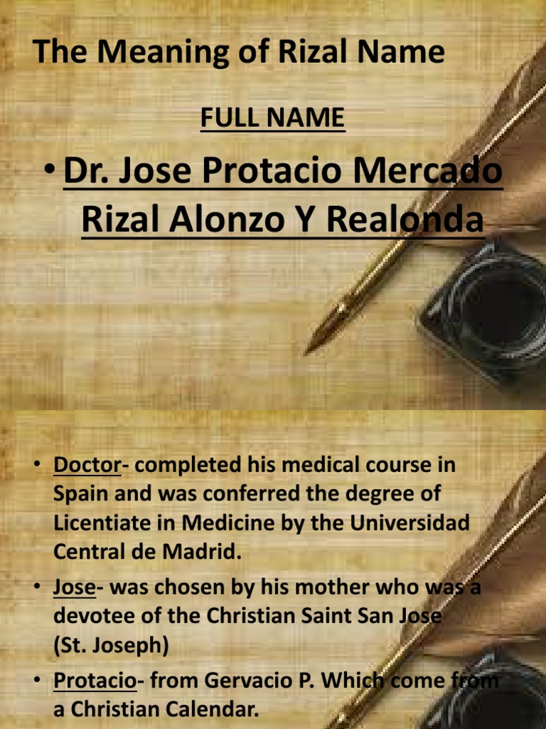 Meaning of Jose Rizal's Full Name | PDF