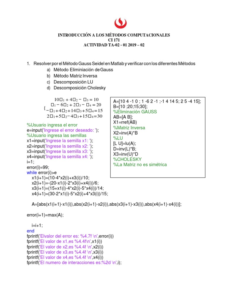 Clase Integradora PC01 2019 02 v2 | PDF | Teoría de la matriz | Ciencia ...