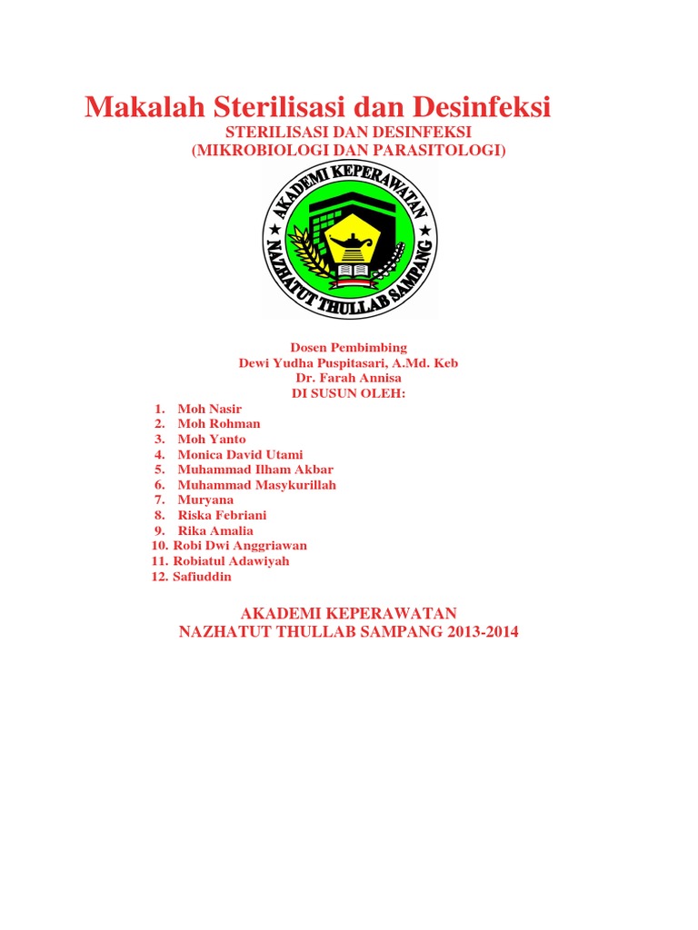 Makalah Sterilisasi Dan Desinfeksi | PDF