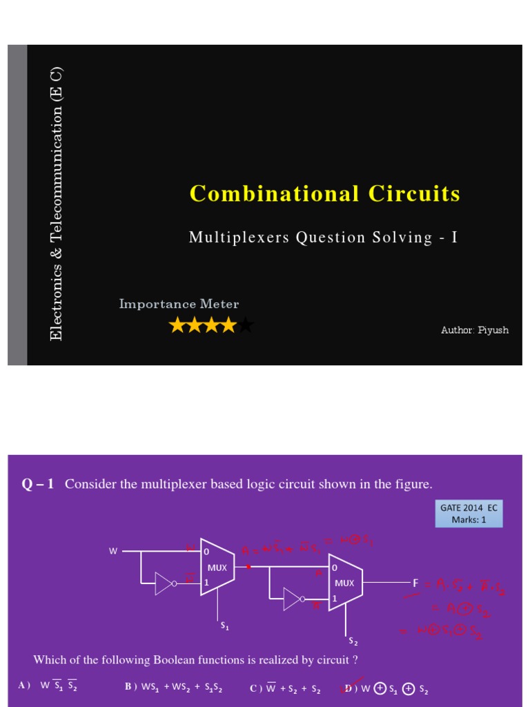 Combinational Circuits: Multiplexers Question Solving-I | PDF ...