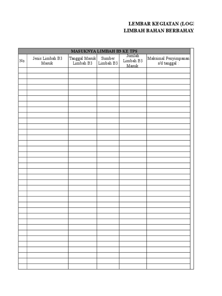 Logbook Limbah B3 Harian | PDF