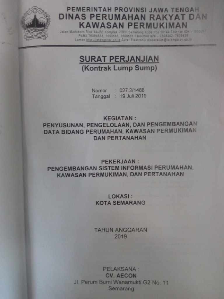 Surat Perjanjian Pengembangan SI PKPP PDF | PDF