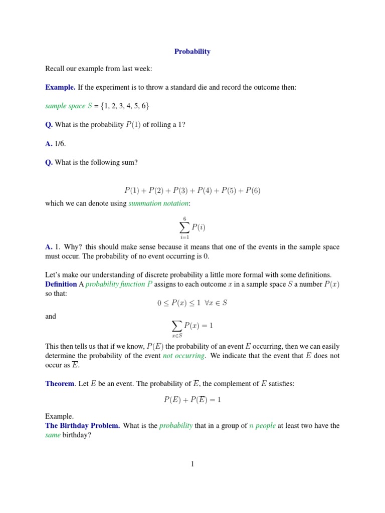 Probability: Sample Space S | PDF | Probability | Discrete Mathematics