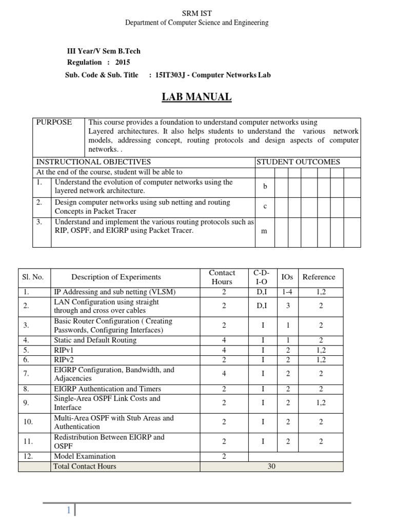 Lab Manual: III Year/V Sem B.Tech Regulation: 2015 Sub. Code & Sub ...