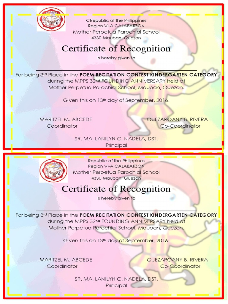Cert For Poem Recitation | PDF
