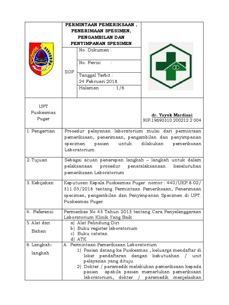 Pengelolaan Spesimen Laboratorium | PDF