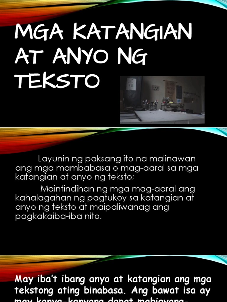 Week 2-Mga Katangian at Anyo NG Teksto | PDF