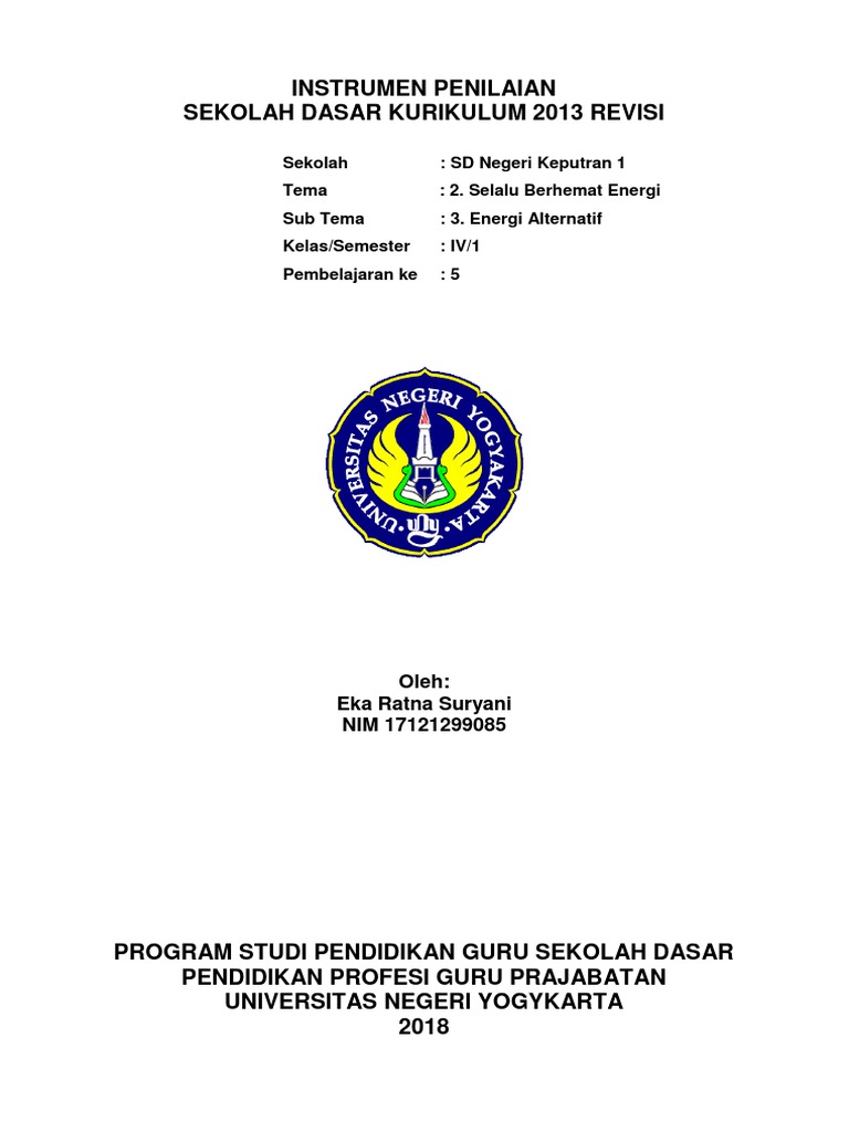 Eka Ratna Suryani - Kelas Iv - Instrumen Penilaian - t2st3pb5 | PDF