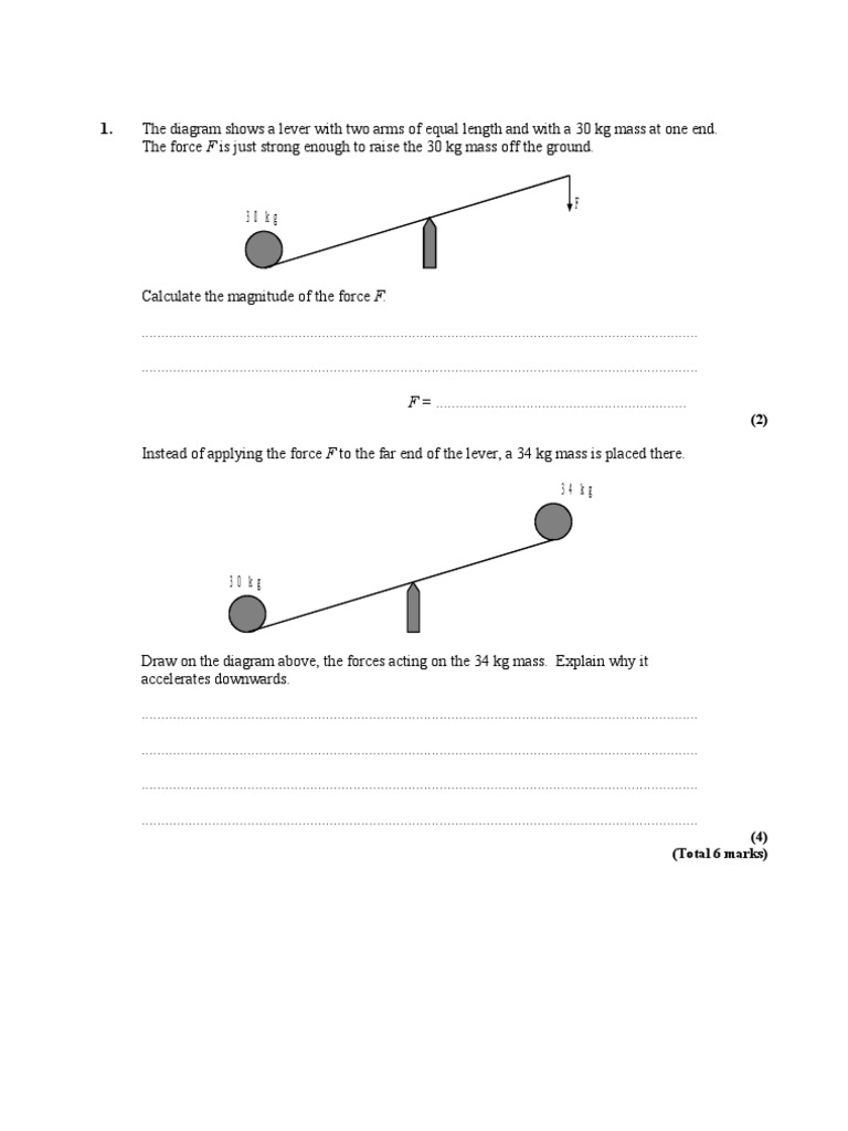 Mechanics Worksheet | Force | Temporal Rates
