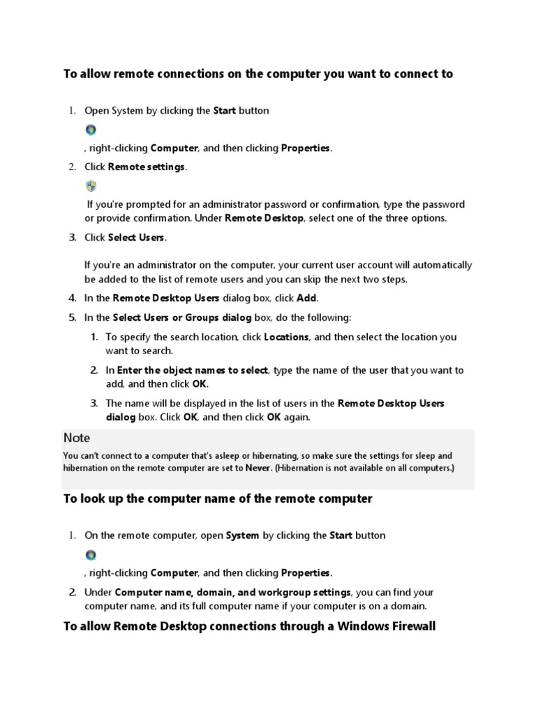 To Allow Remote Connections On The Computer You Want To Connect To ...