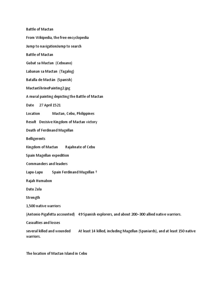 Battle of Mactan | PDF | Philippines