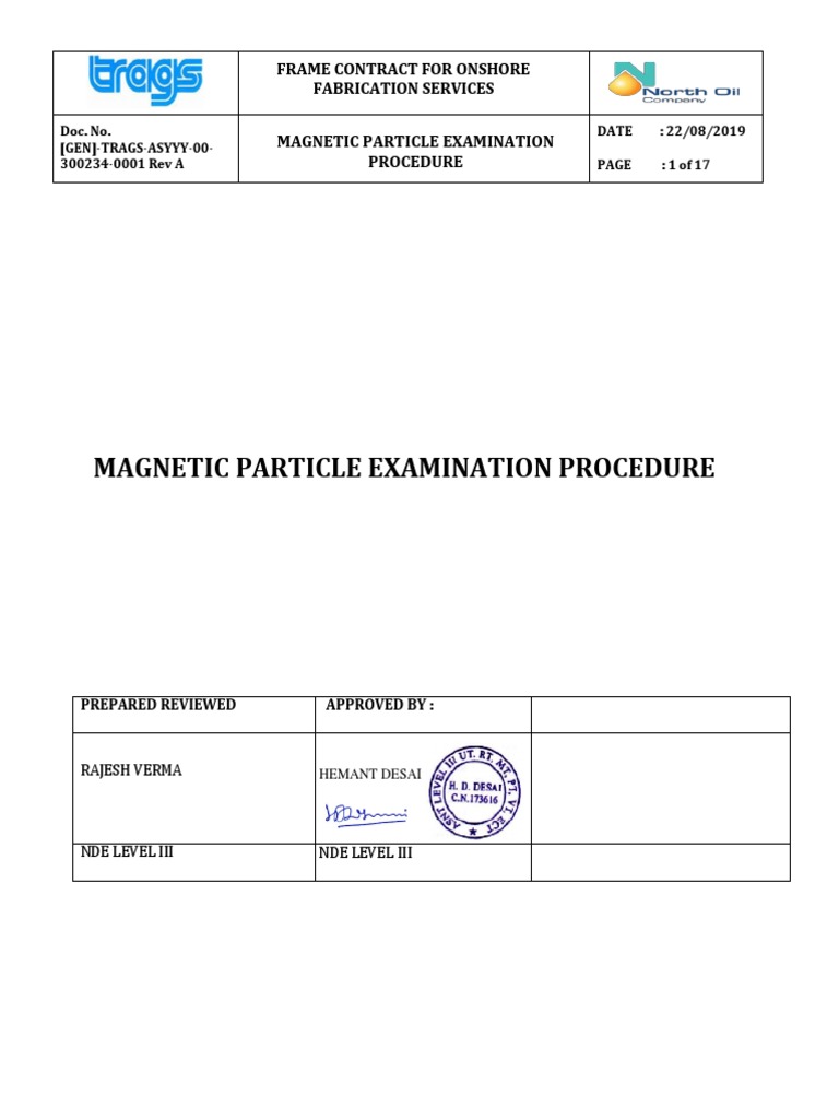 NORTH OIL MPT Procedure As Per AWS D1.1 and ASME B31.3 Pipeline PDF | PDF