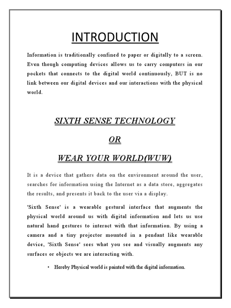 Sixth Sense Technology: Wearable Interface | PDF | Smartphone | Information