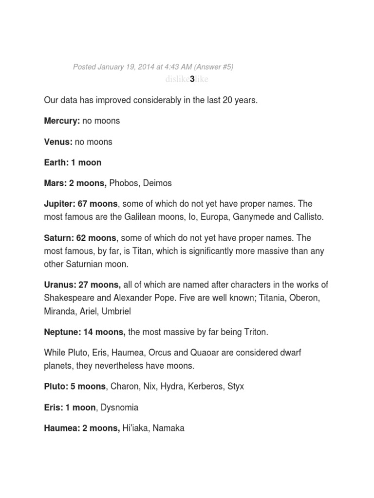 Planets and Thier Moons | PDF