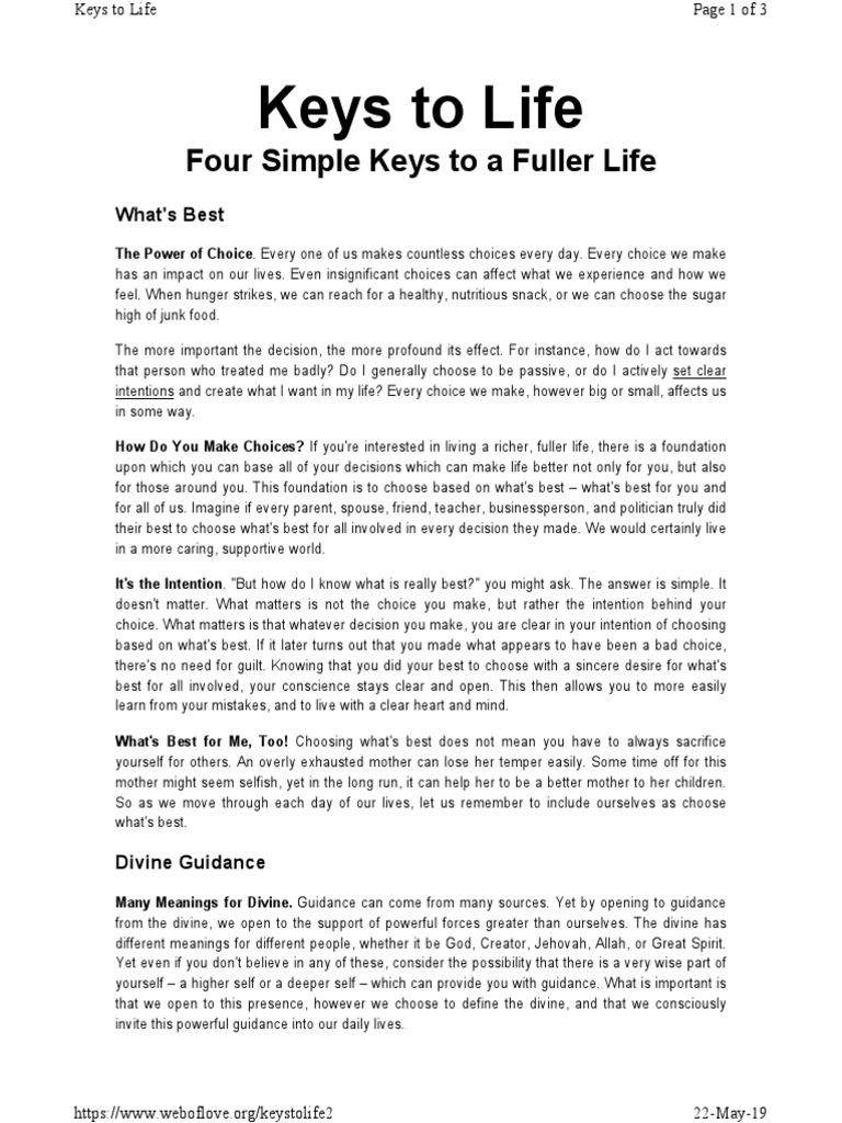 Keys To Life | PDF | Divinity | Compassion