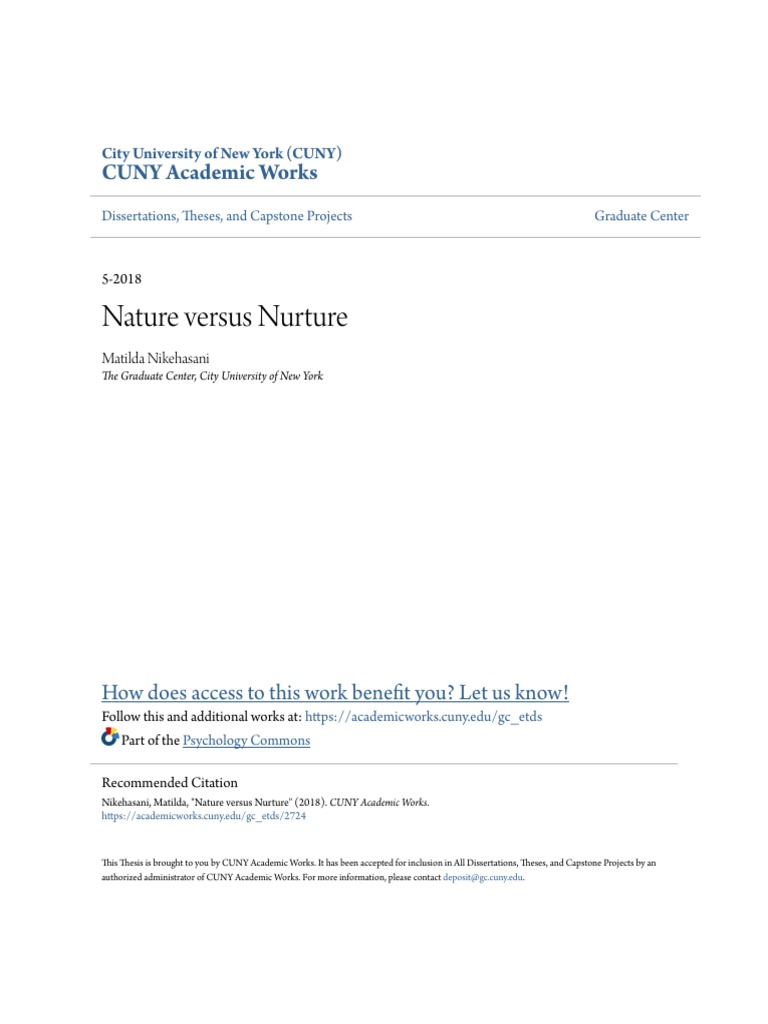 Nature Versus Nurture | PDF | Autism | Nature Versus Nurture