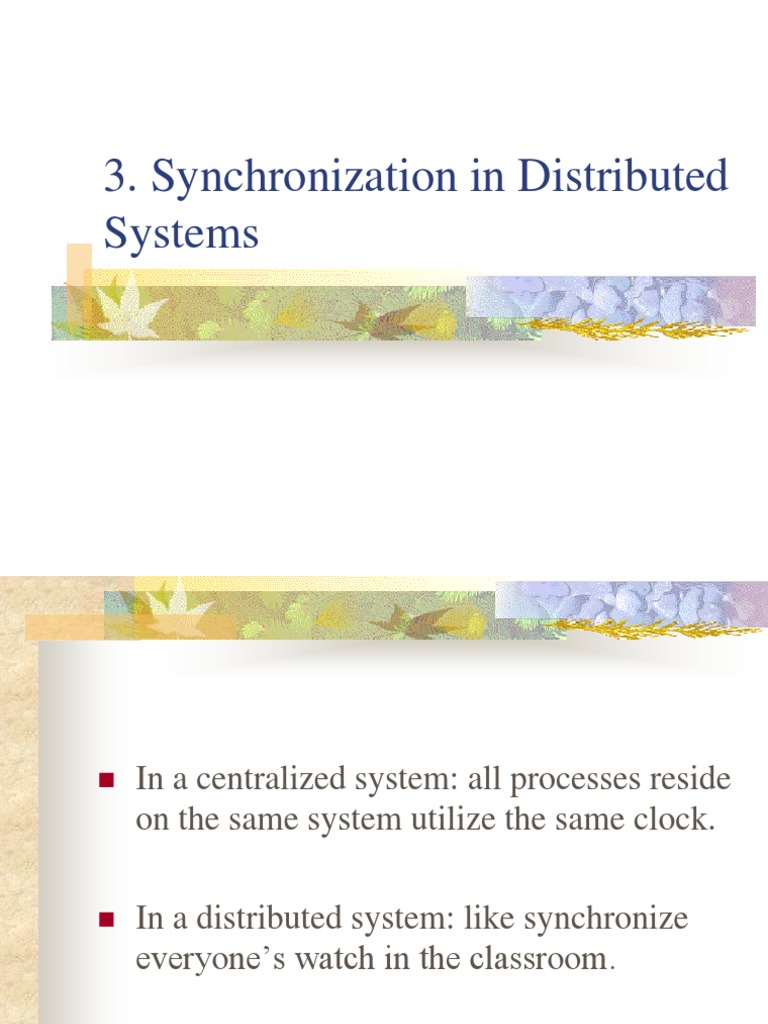 Synchronization in Distributed Systems | PDF | Database Transaction ...