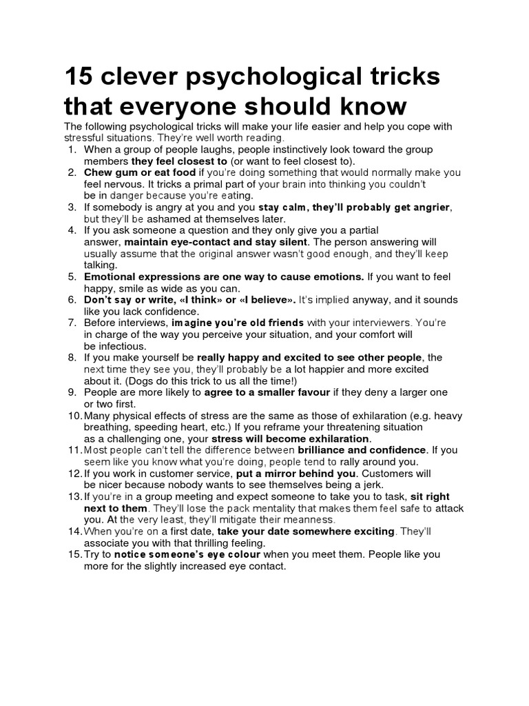15 Tricks of Psycho | PDF | Anger | Feeling