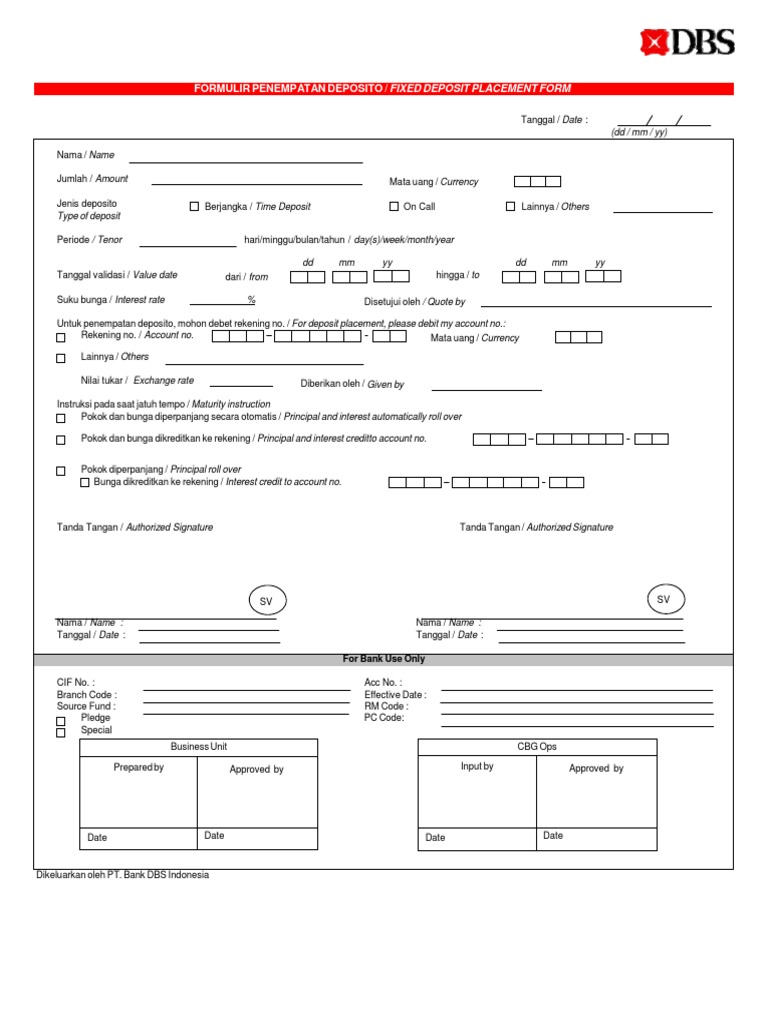 Fixed Deposit Placement Form PDF | PDF | Bisnis | Pengelolaan Keuangan ...