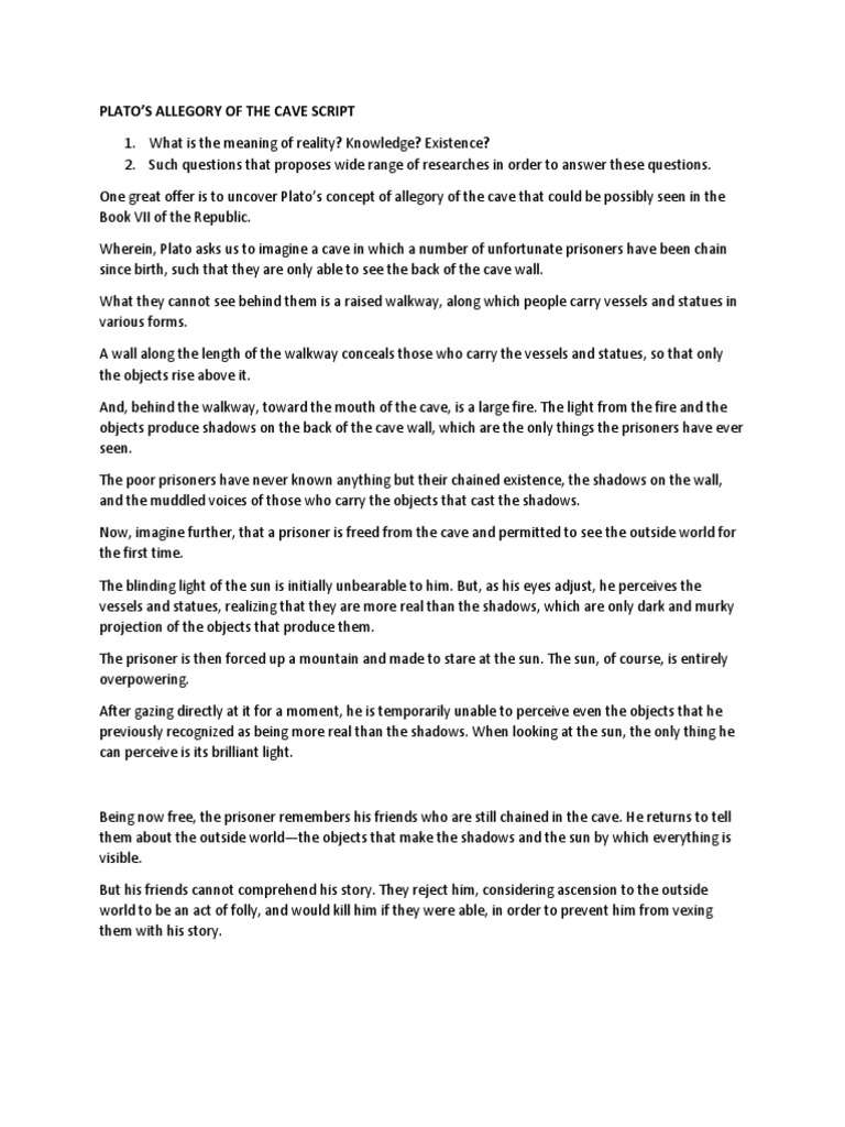 Plato's Allegory of the Cave Explained | PDF