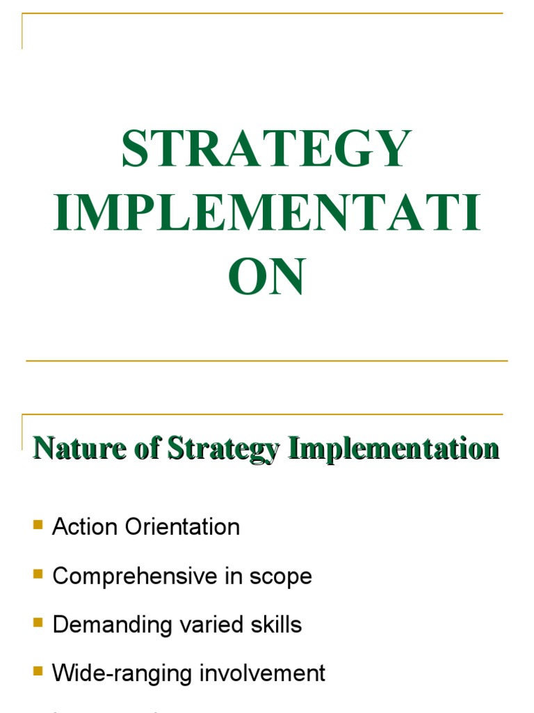 Strategy Implementation Pdf Strategic Management Organizational