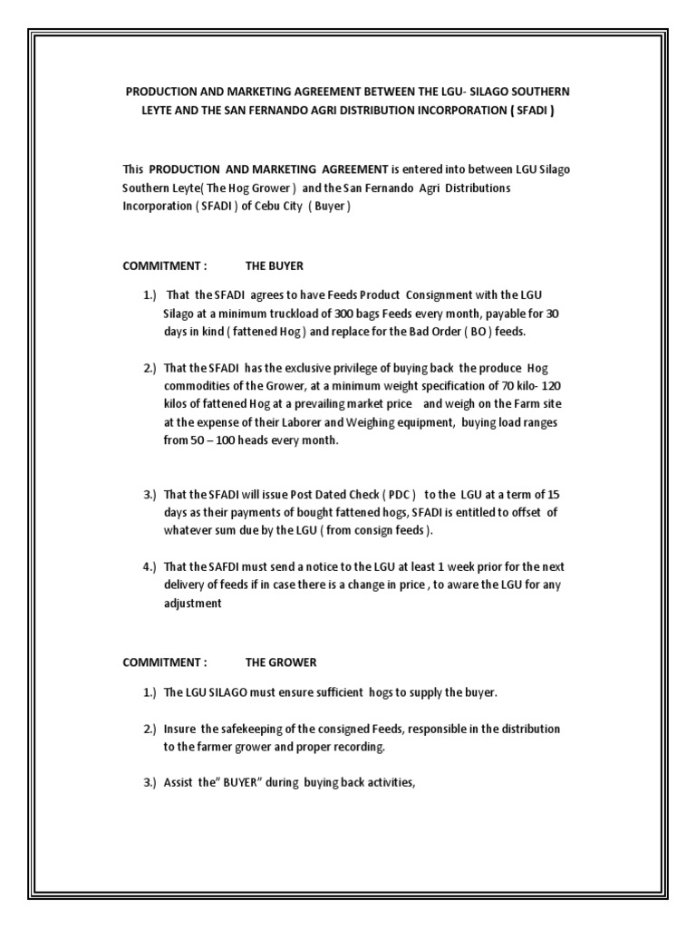 Marketing Agreement Sample | PDF | Private Law | Business