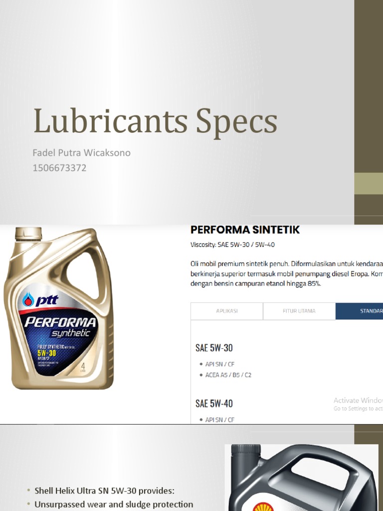Automotive Lubricant Specifications | PDF | Technology & Engineering