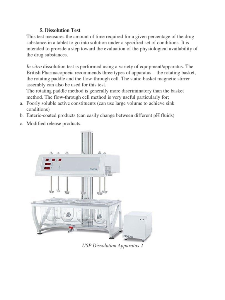 Comparison of Dissolution Testing and Quality Control Methods for ...