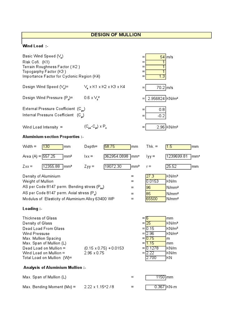 Design of Curtain Wall | PDF | Bending | Mechanics