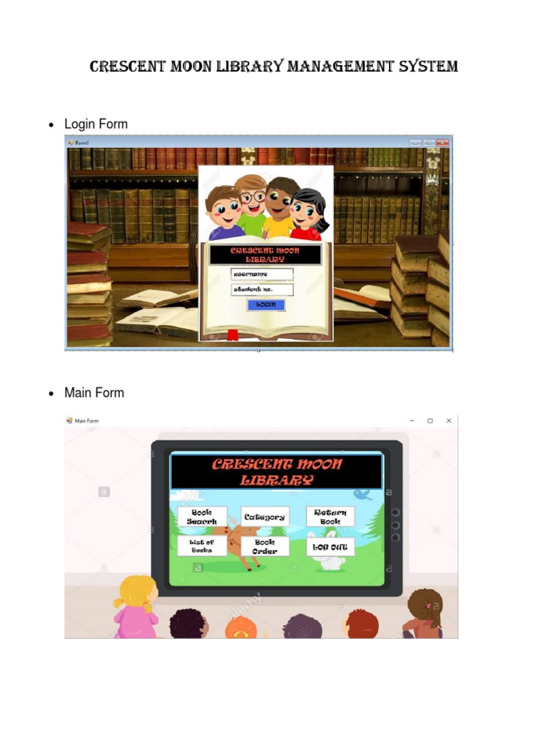 Crescent Moon Library Management System: Login Form | PDF | Information ...