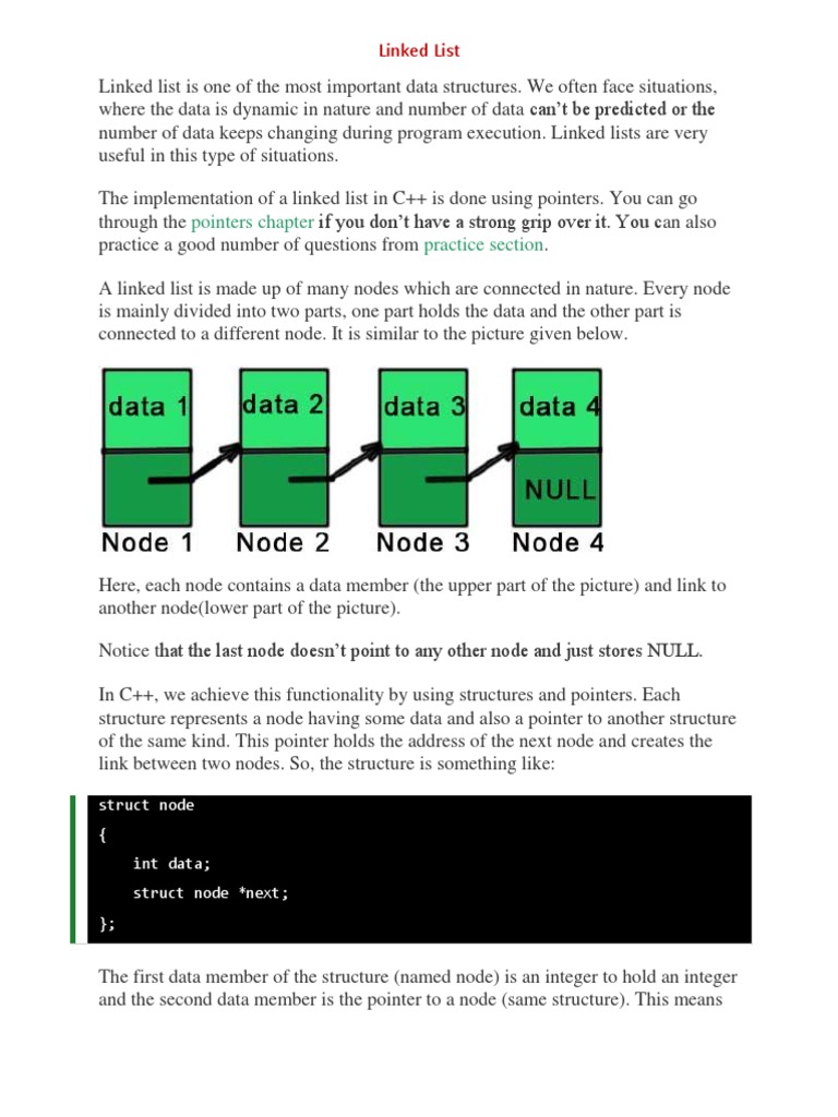 Pointers Chapter Practice Section: Linked List | Download Free PDF | Pointer (Computer ...