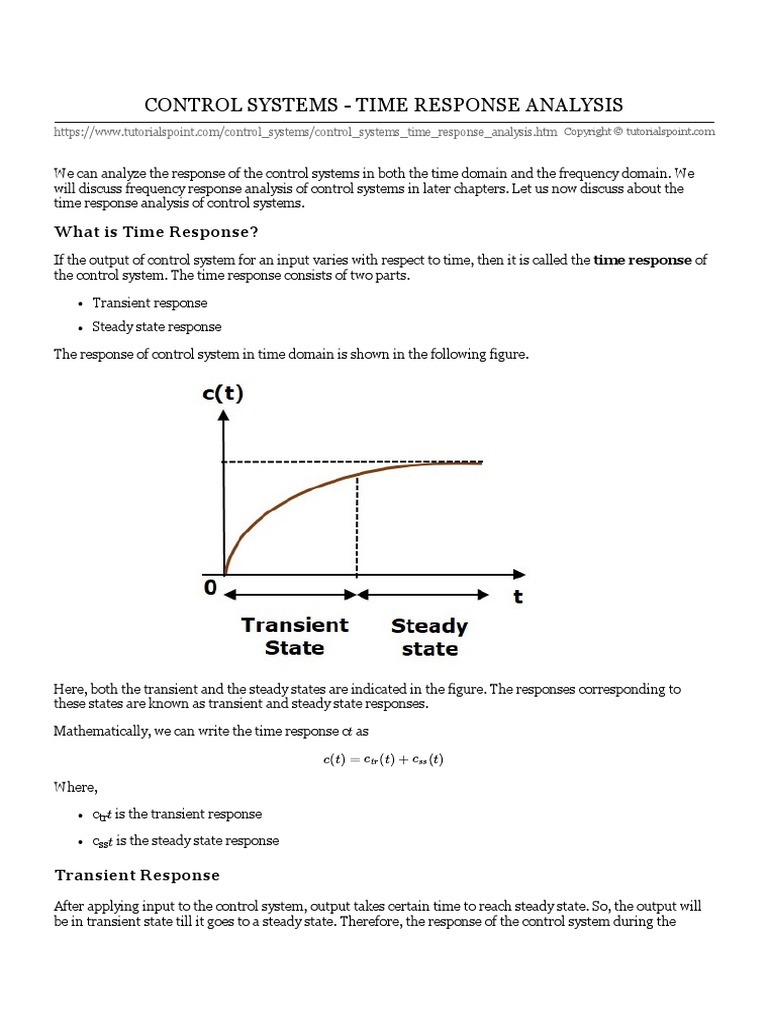 07 Control Systems Time Response Analysis | PDF | Steady State | Control System