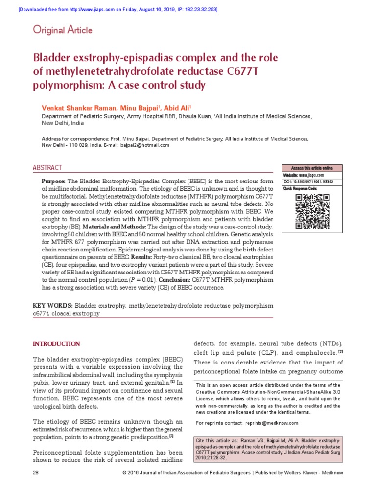 Bladder Exstrophy-Epispadias Complex and The Role | PDF | Genetic ...