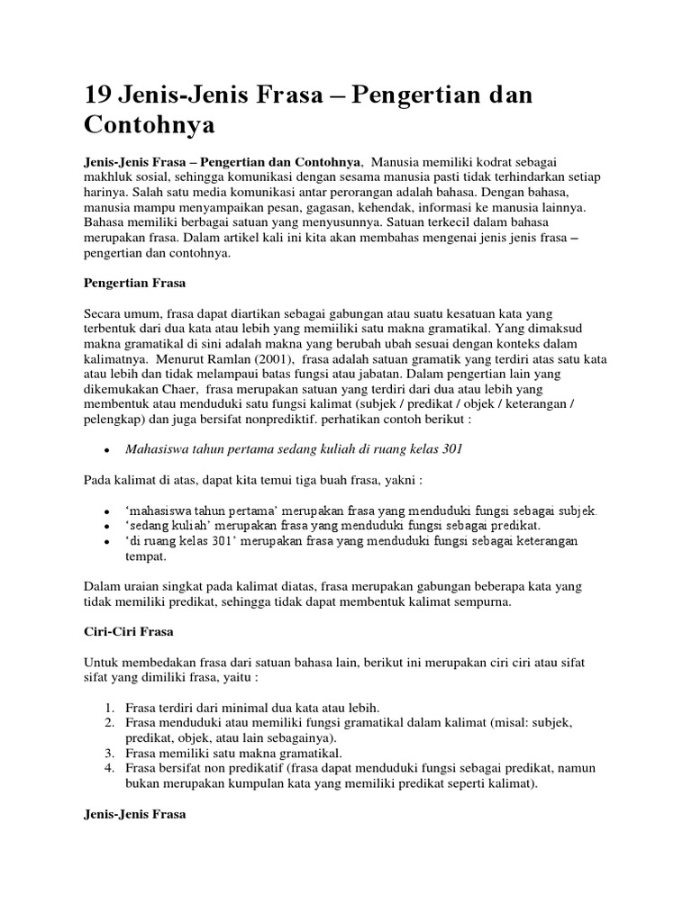 19 Jenis Frasa | PDF