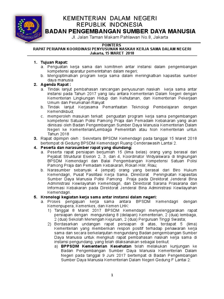 Pointers Pimpinan - Rapat Persiapan Kerja Sama 2019 | PDF