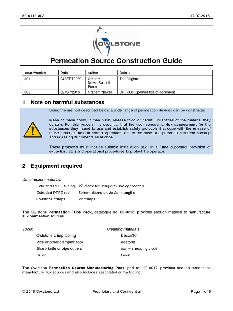 Permeation Source Construction Guide | PDF | Pipe (Fluid Conveyance ...