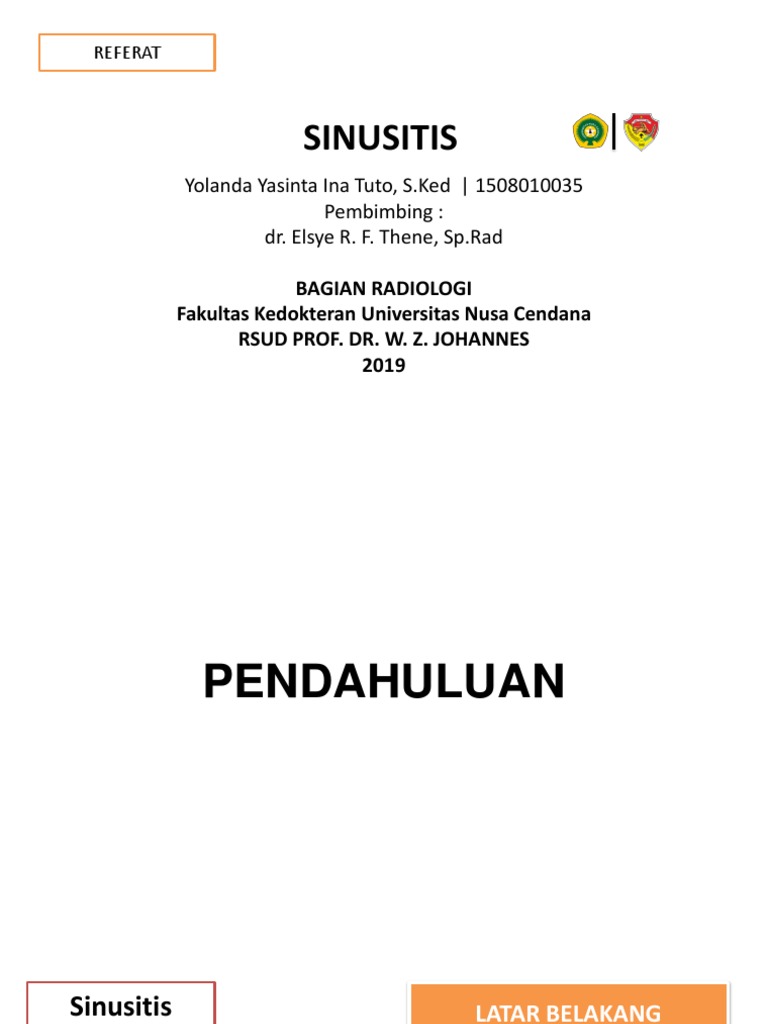 Referat Sinusitis - Yolanda Tuto 1508010035 | PDF | Kesehatan Holistik