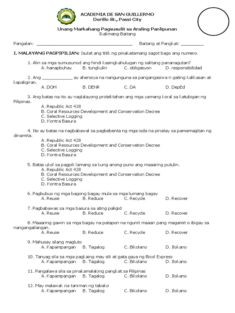 2nd Quarter Grade 4 Periodical Test | PDF