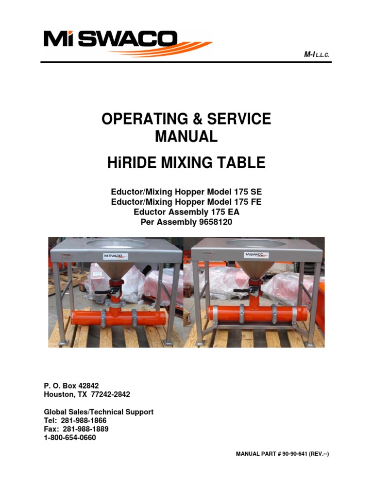 90-90-641 (Rev - ) HiRIDE Mixing Table | PDF | Valve | Pipe (Fluid ...