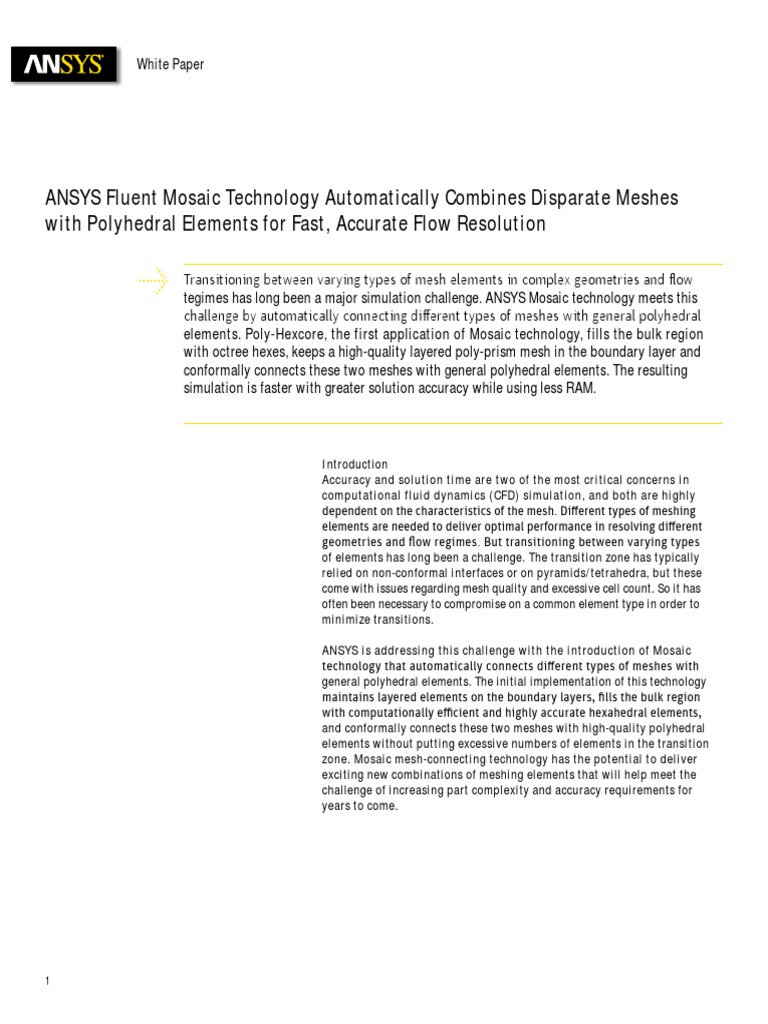 ANSYS Fluent Meshing Using Mosaic Elements. | PDF | Computational Fluid Dynamics | Areas Of ...