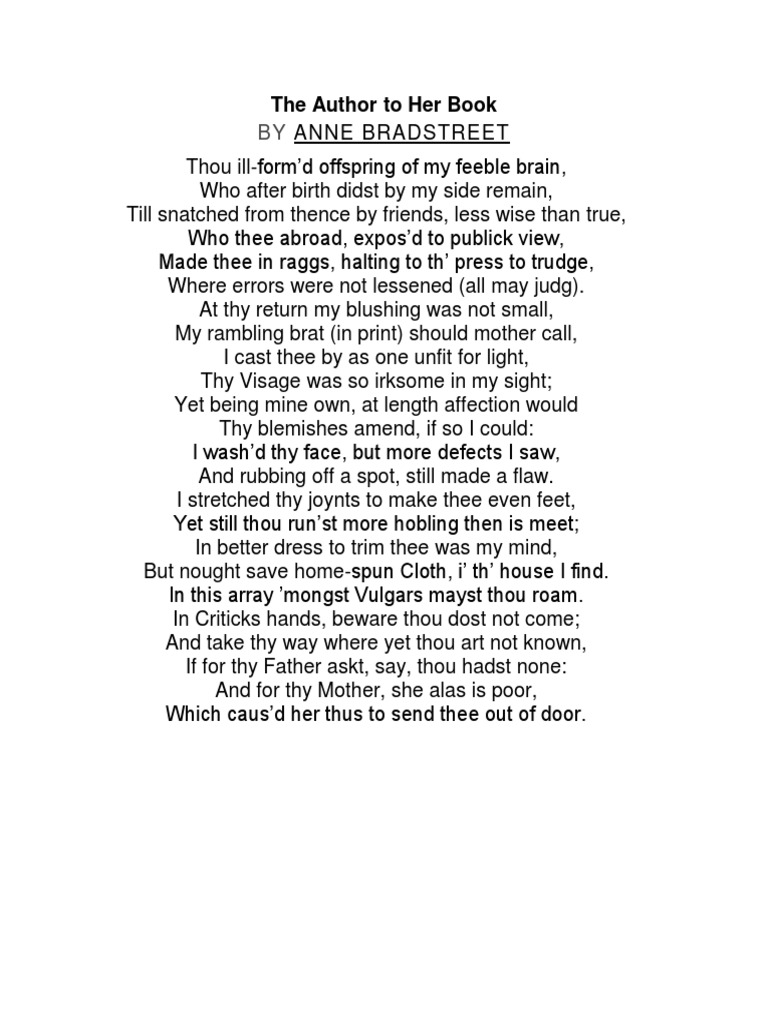 The Author To Her Book | PDF | Poetry
