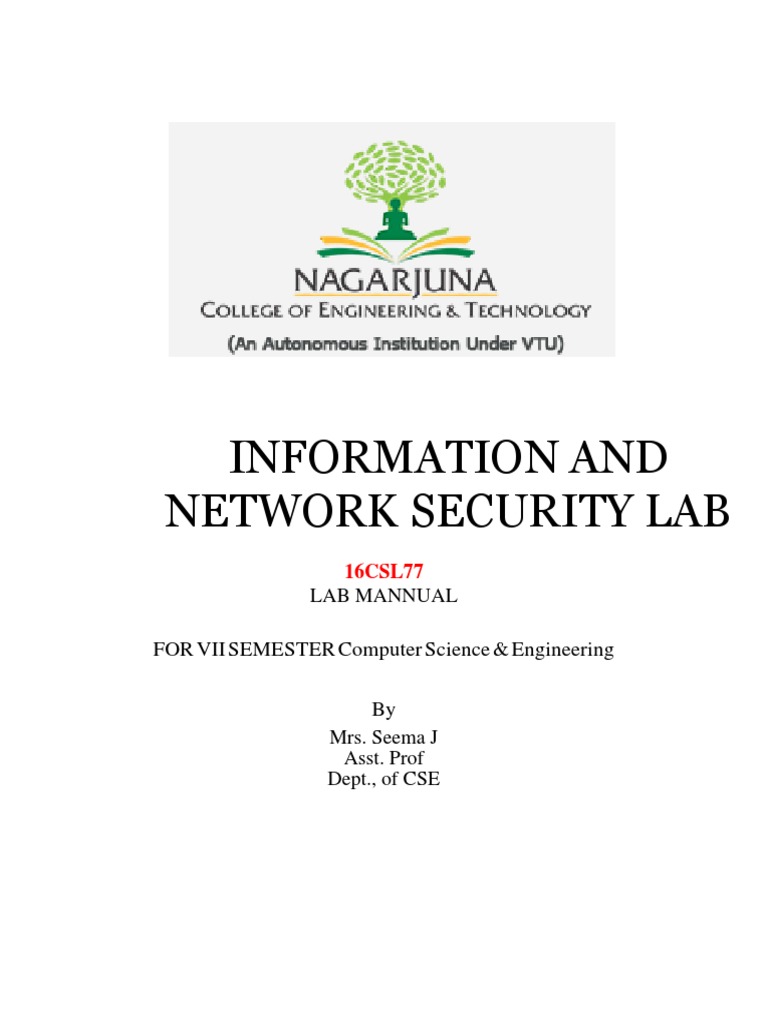 Information and Network Security Lab: Lab Mannual FOR VII SEMESTER ...
